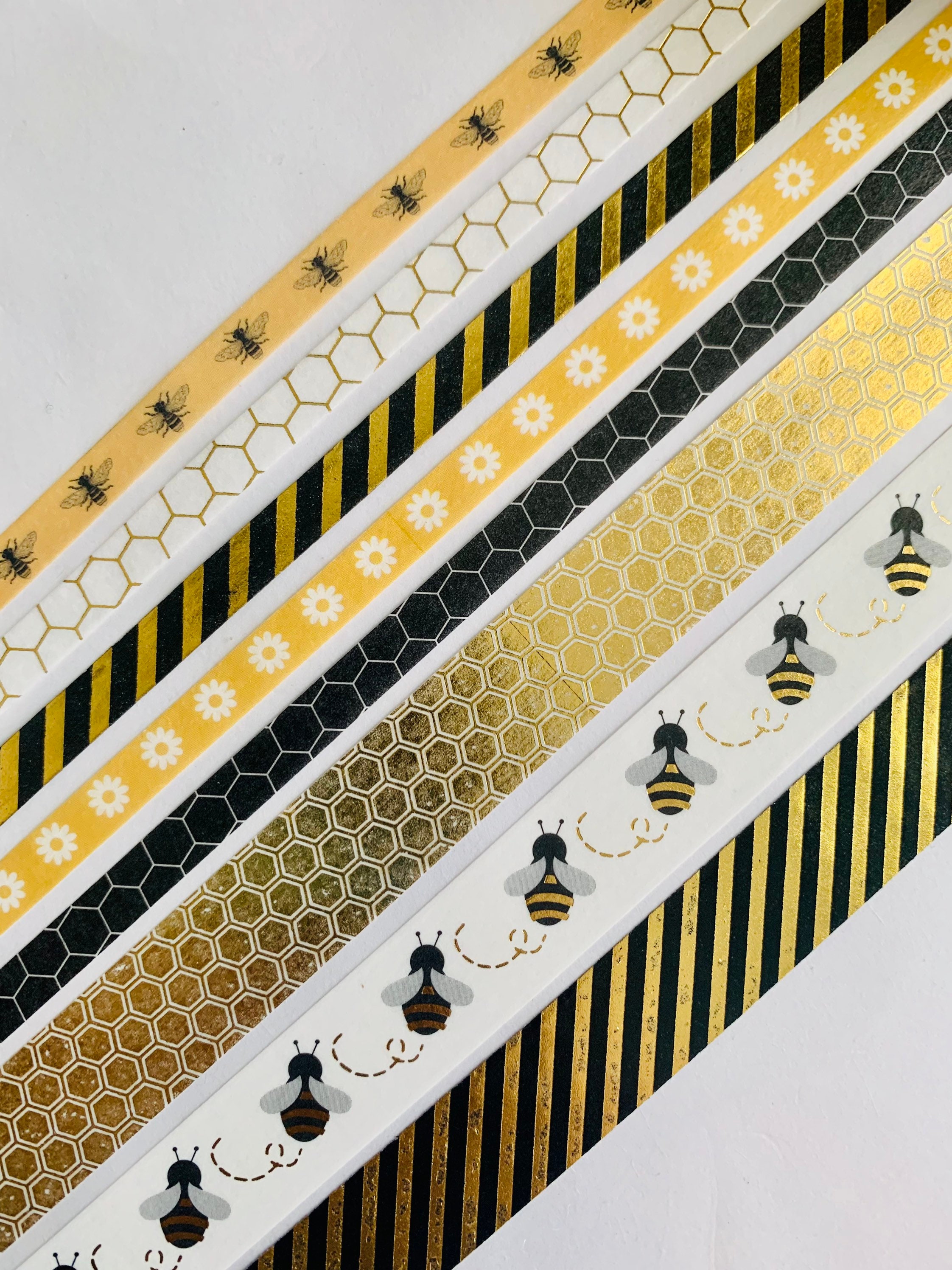 Bees Bee Honeycomb Black and Gold Skinny Tape Gold Foil - Etsy