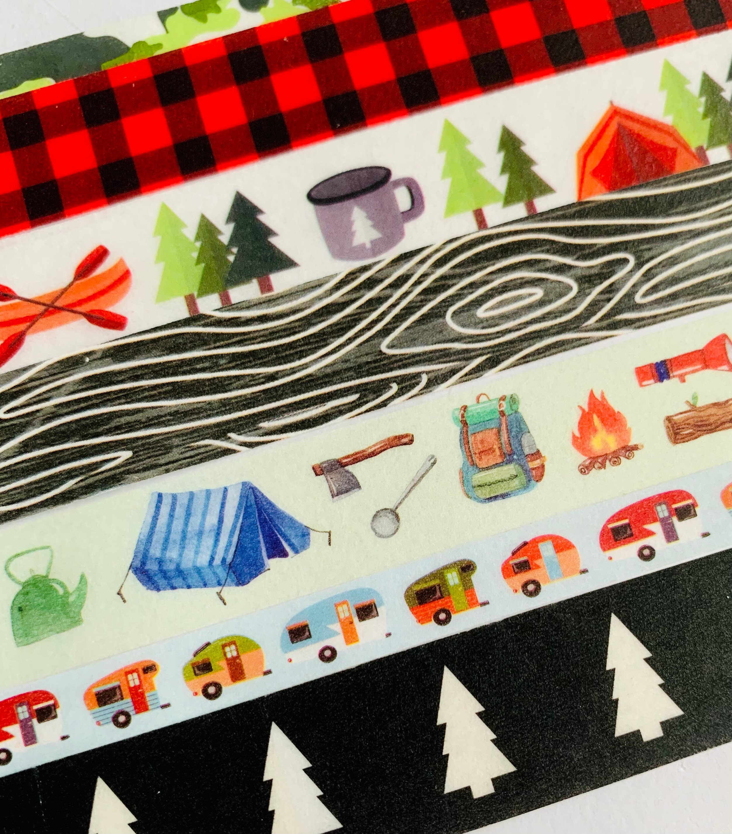 Camping, Buffalo Plaid, Wood Grain, Campers, Equipment, Tent, Trees ...