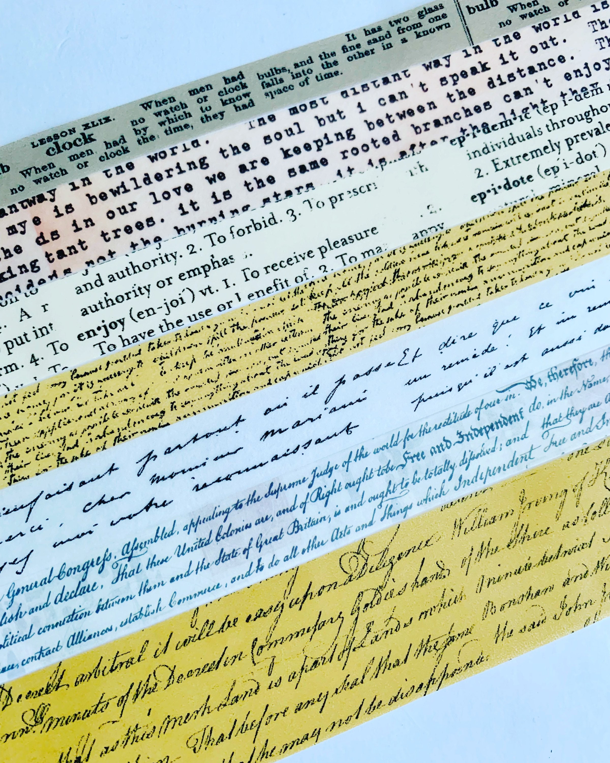 Black and White Script Text Dictionary Washi Tape SAMPLES | Etsy