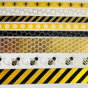 Bees, Bee, Honeycomb, Black and Gold, Skinny Tape, Gold Foil, Washi ...