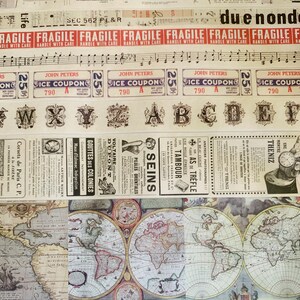 Vintage, Map, Letters, Tickets, Newspaper, Music Notes, Postal Labels ...