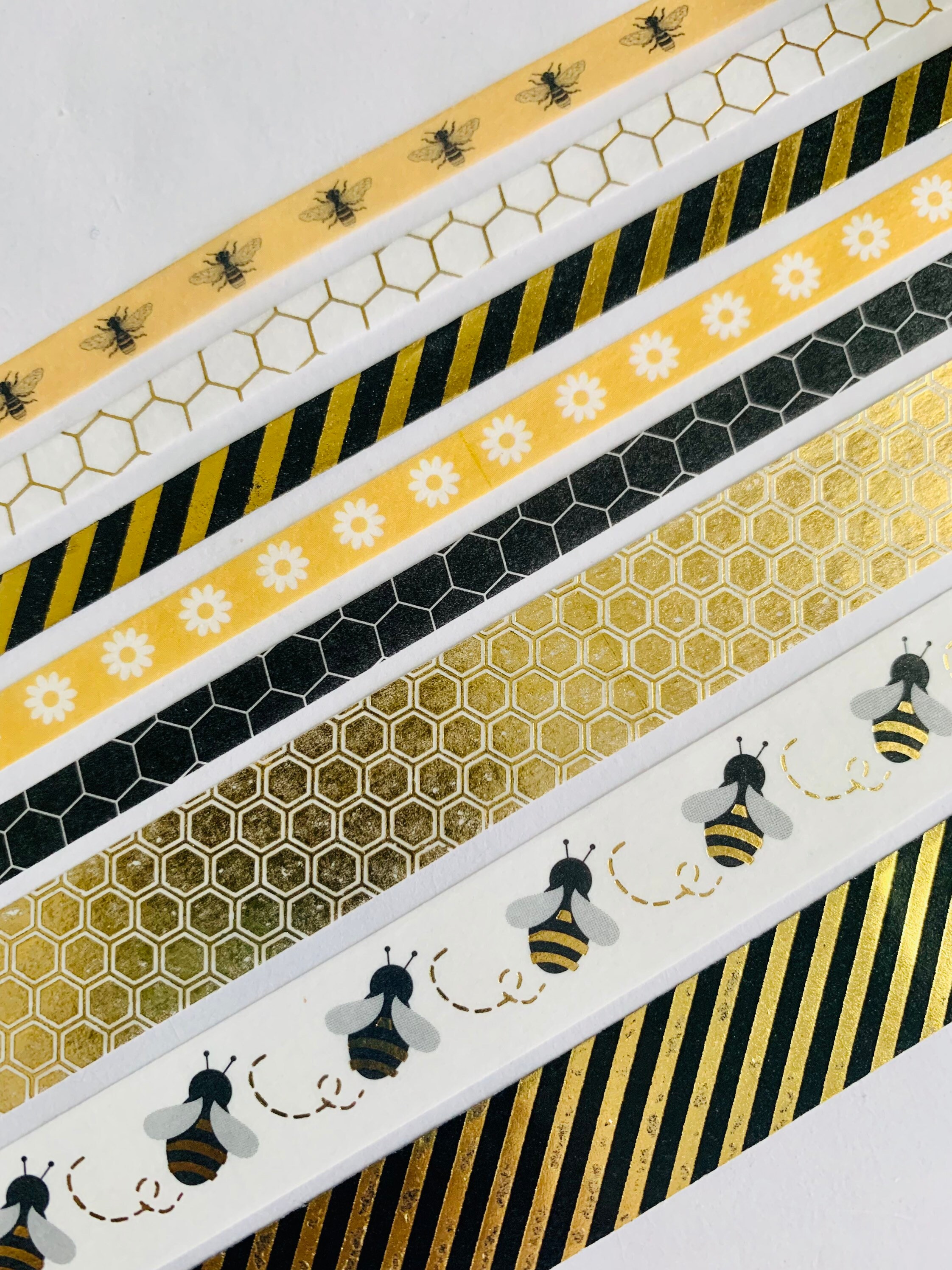 Bees Bee Honeycomb Black and Gold Skinny Tape Gold Foil - Etsy
