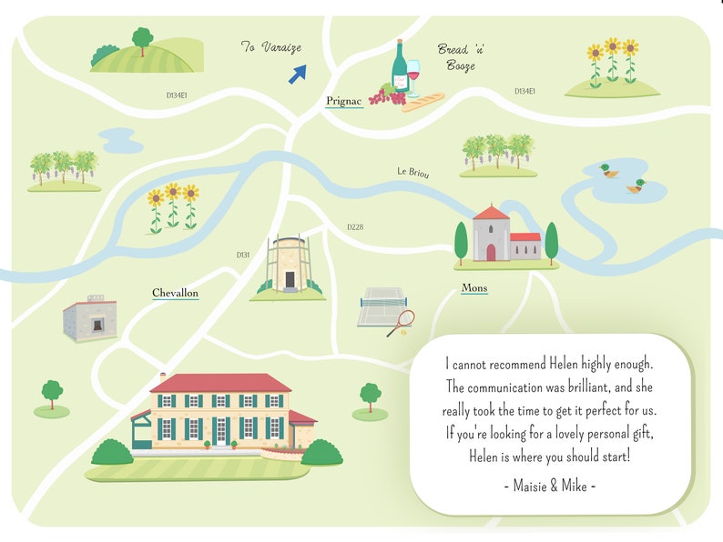 Custom Map Illustration - Memory Map - Personalised Map Gift - Wedding ...