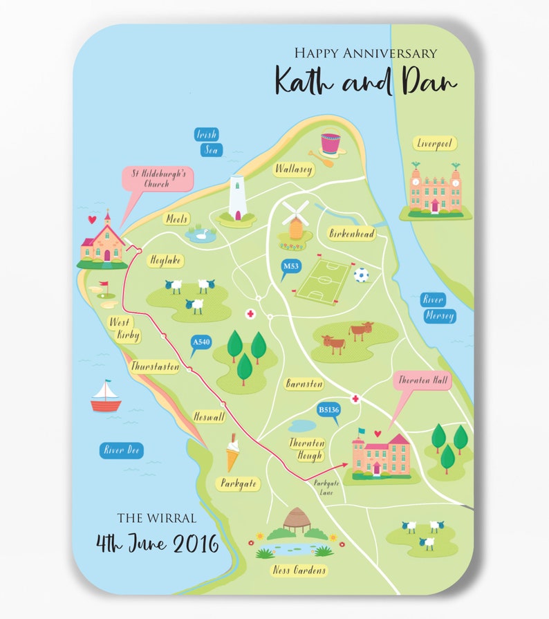 Personalised Map Illustration Memory Map Custom Map Gift | Etsy