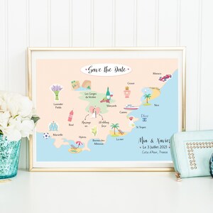 Custom Map Illustration - Memory Map - Personalised Map Gift - Wedding ...