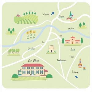 Custom Map Illustration - Memory Map - Personalised Map Gift - Wedding ...