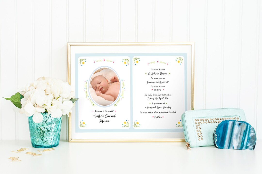 Printable New Baby Keepsake Art Print, Baby Announcement, New Baby Gift ...