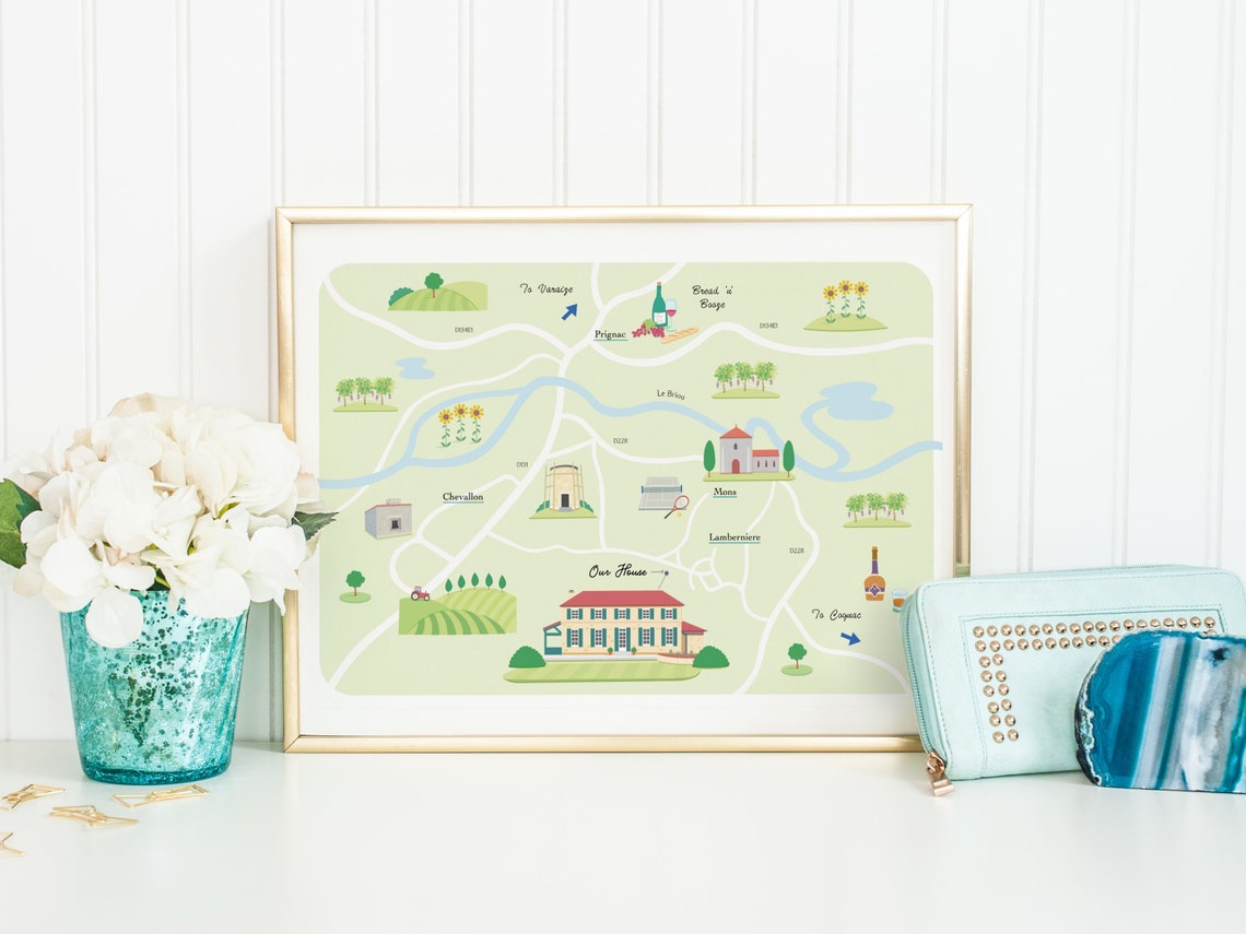 Custom Map Illustration Memory Map Personalised Map Gift Wedding Gift ...