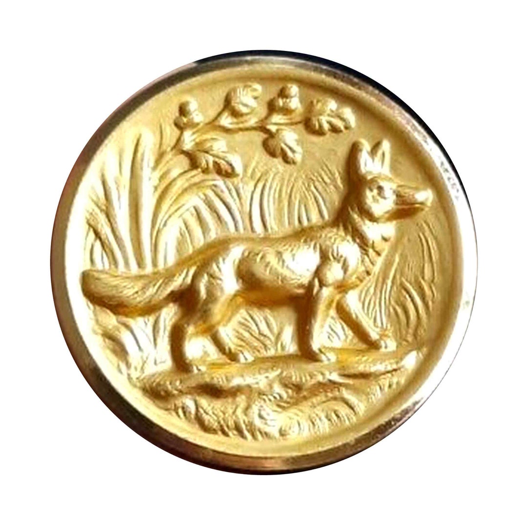 Antique Fox Button in Copper-plated Metal, 25 Mm, Hunting, Wild Animal ...