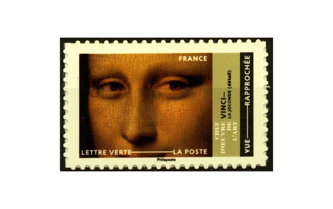 Mona Lisa Stamp, Detail of Mona Lisa's Gaze, by Leonardo Da Vinci, 40/ ...
