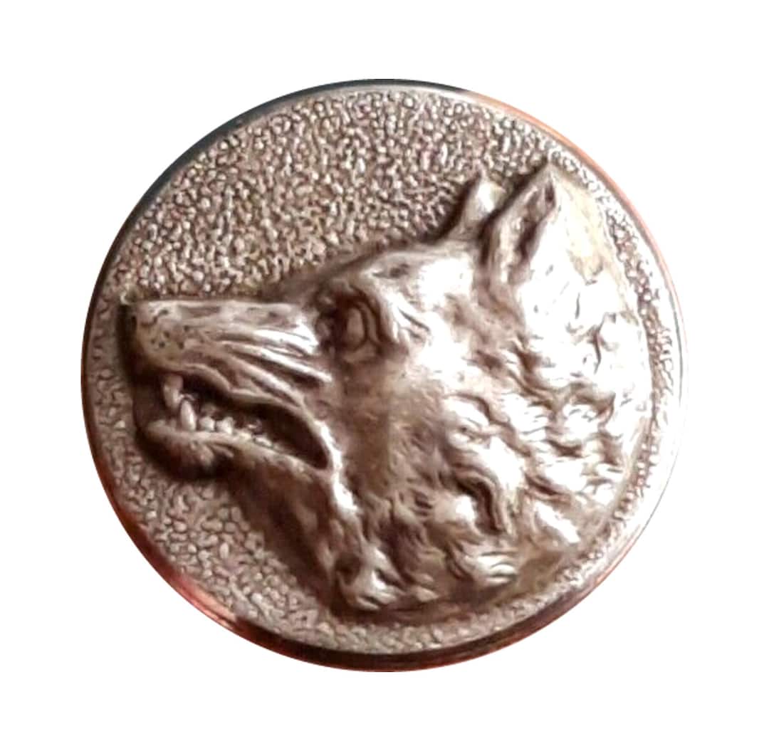 Antique Wolf Button, 23 Mm, Silver Metal Relief, Sewing, Hunting ...
