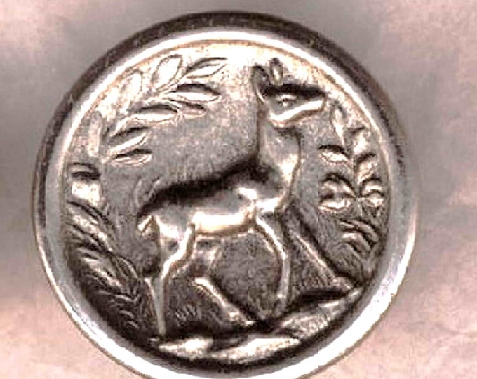 Old Doe or Fawn Button in Silver Metal, Diameter 23 Mm, Signed Forest ...