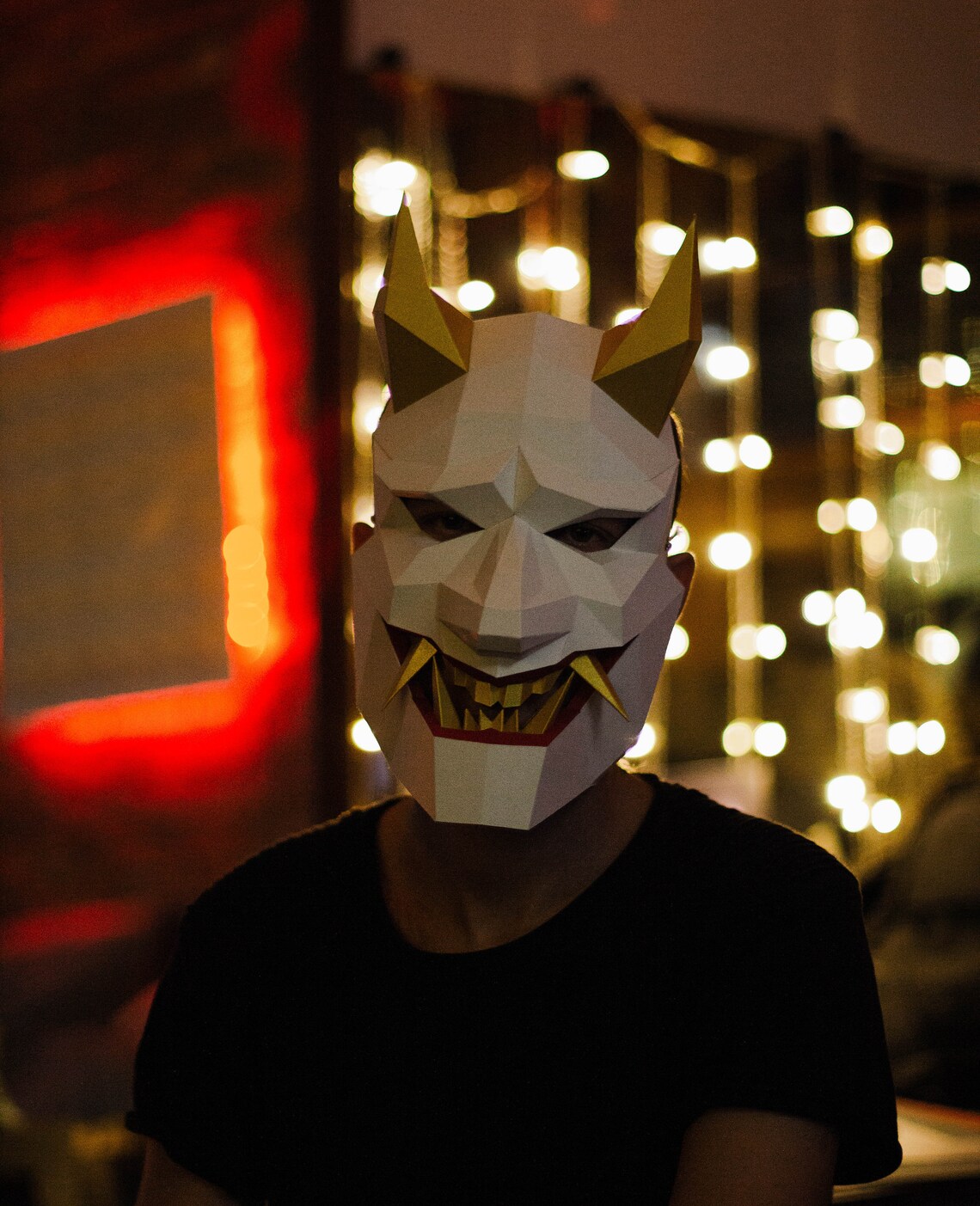 Papercraft 3D DEMON ONI MASK Japanese devil samurai halloween | Etsy