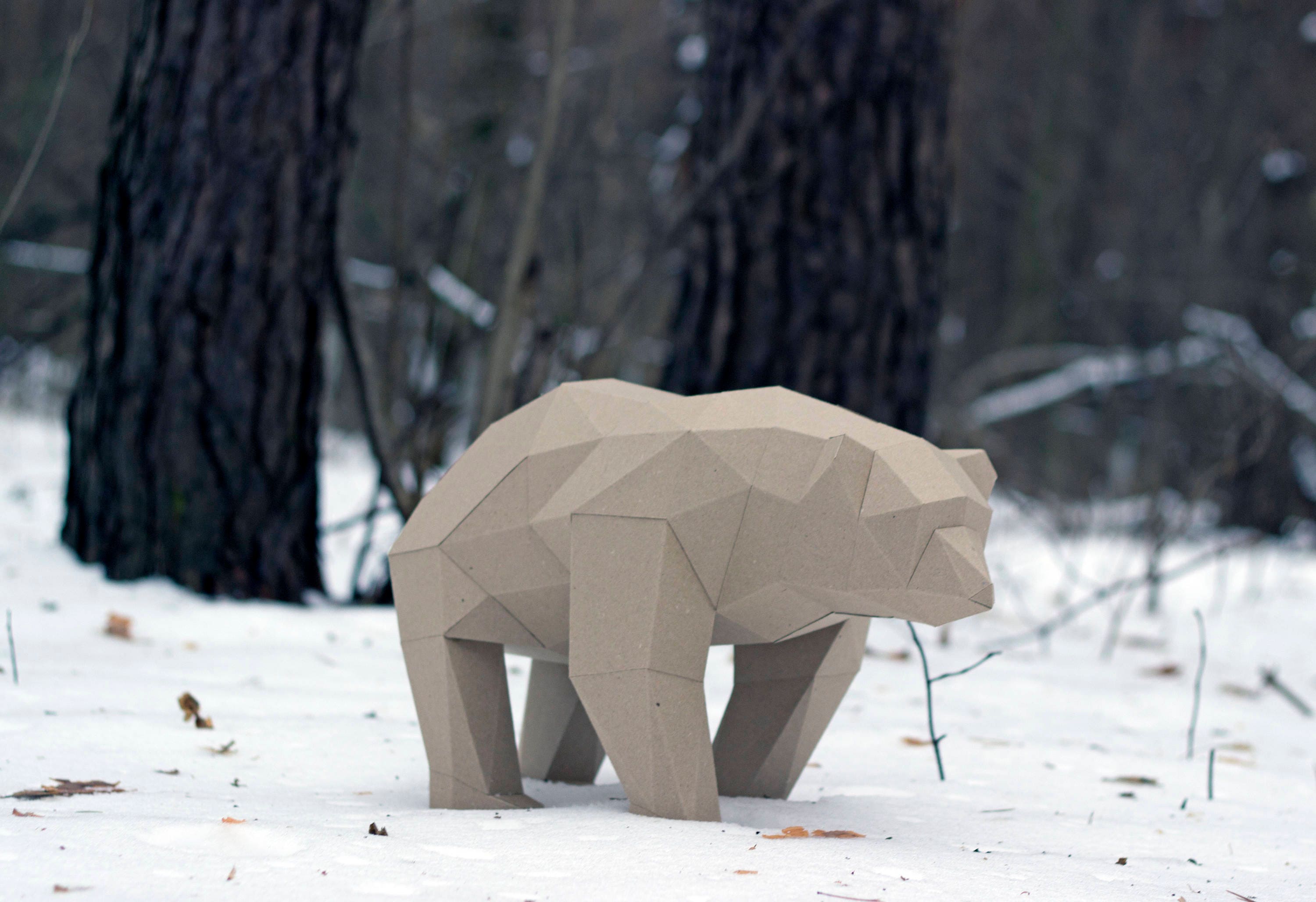 Papercraft Bear Walking Grizzly pepakura 3D Low Poly Paper | Etsy
