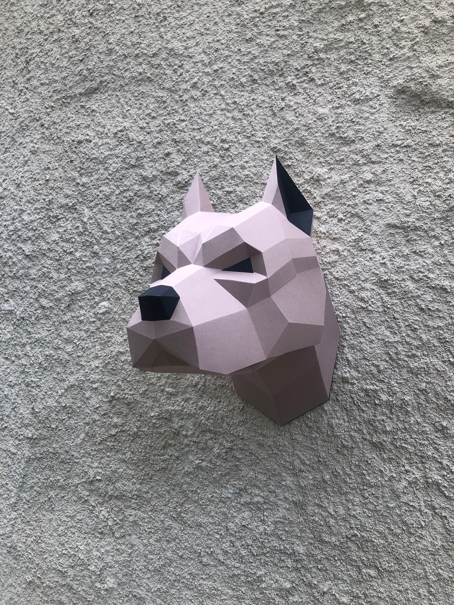 Papercraft 3D DOG PITBULL head pepakura PDF template Low | Etsy