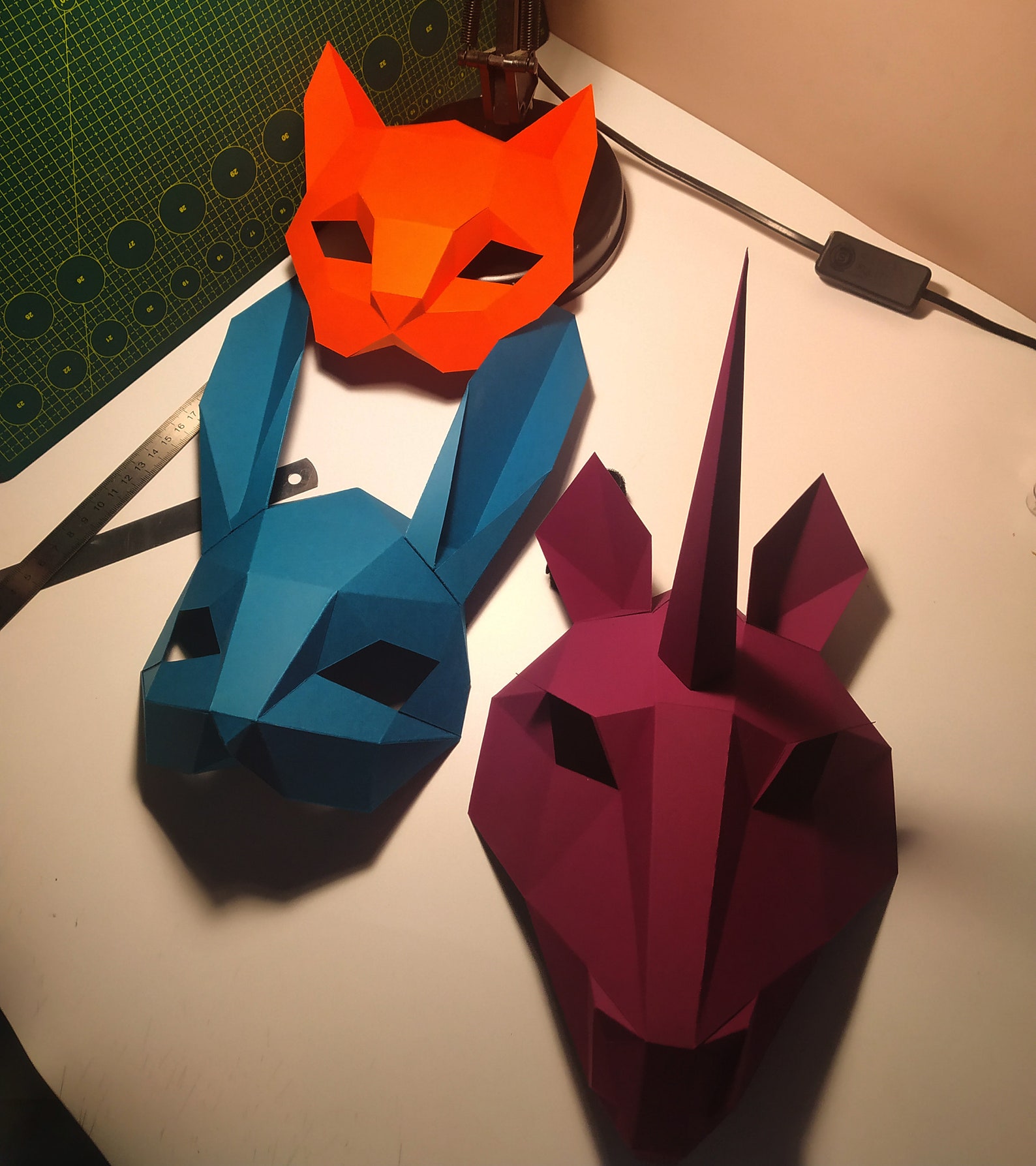 Papercraft 3D CAT MASK halloween festival pepakura carnival | Etsy