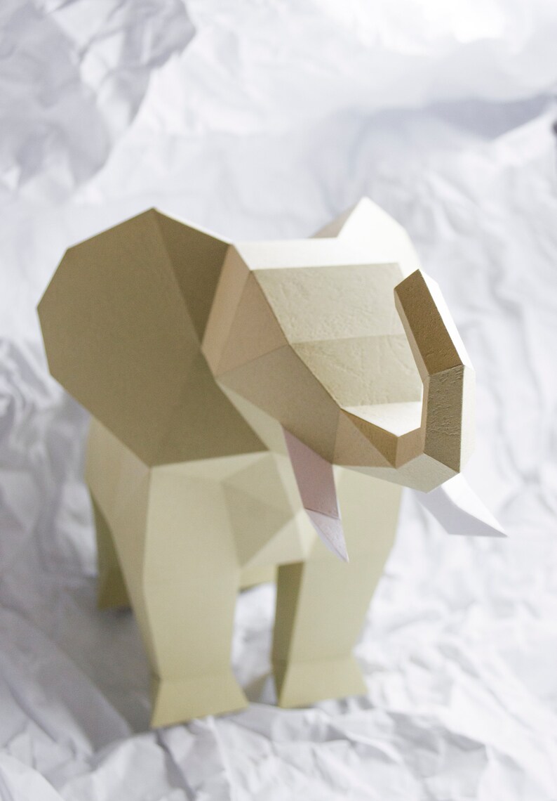 Papercraft elephant pepakura 3D Low Poly Paper Sculpture DIY | Etsy