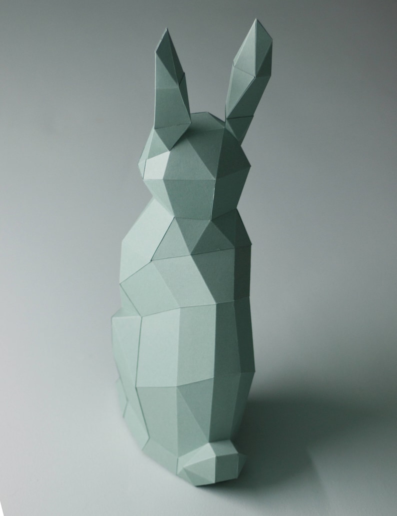 Papercraft rabbit Small bunny 3D Low Poly Paper Sculpture DIY | Etsy