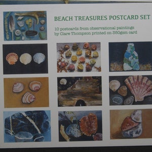 SET of 10 POSTCARDS A6 Art Prints Paintings of Beach Shells Seaglass ...