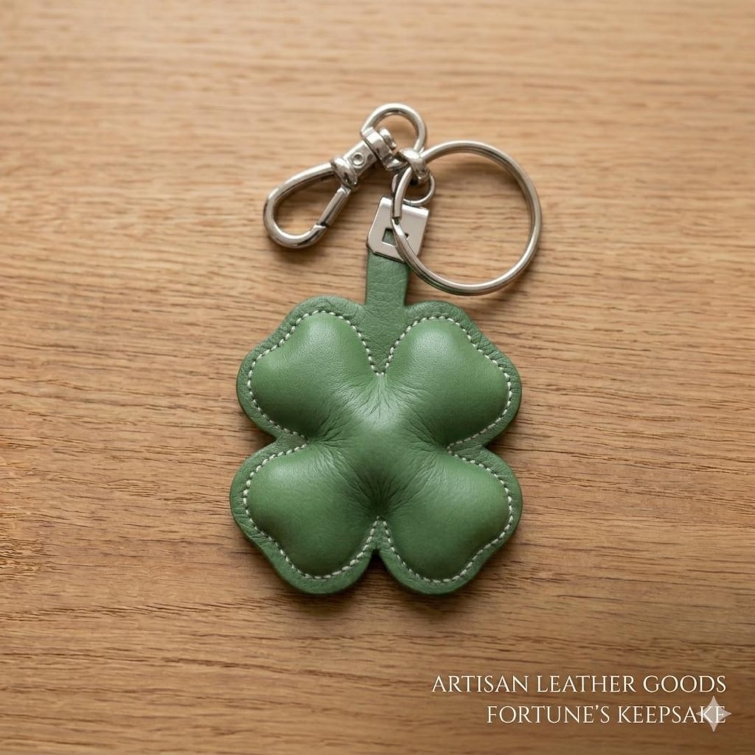 Lucky Clover Leather Keychain - Good Fortune and Style Charm. - Etsy