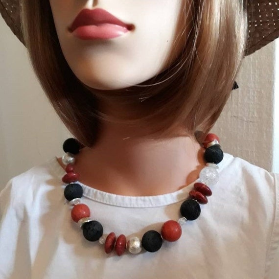 Foam Coral Lava Chain and Rock Crystal Stone Chain Gift | Etsy