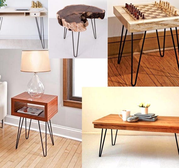 Hairpin Legs matte Black DIY Industrial Strength Mid Century Modern Table Legs set of 4 Etsy UK