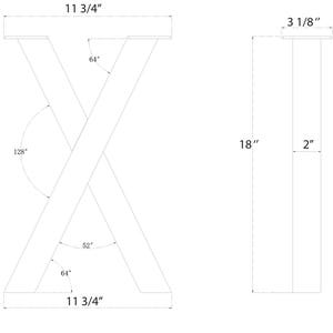 1x18" High Quality Dining Bench Leg, ONE X-shaped Steel Bench Leg ...