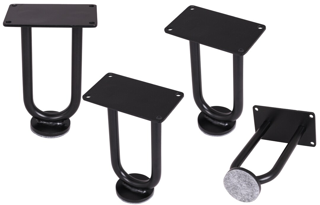 4PCS Black Steel U Shaped Table Legs: Mid Century Modern DIY (4/6/8 ...