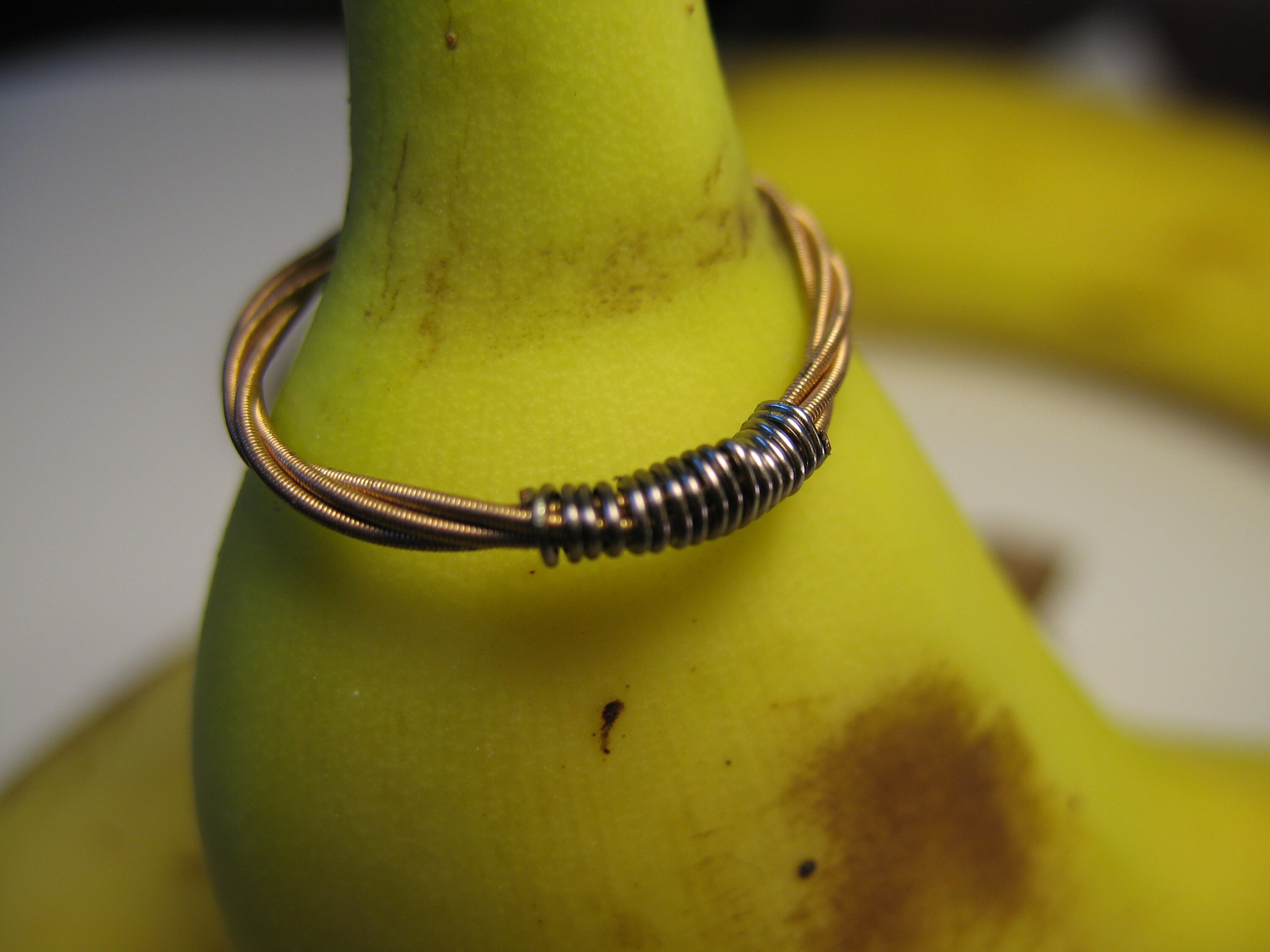 Guitar String Ring, Recycled Guitar String Ring, Gold and Silver Ring ...
