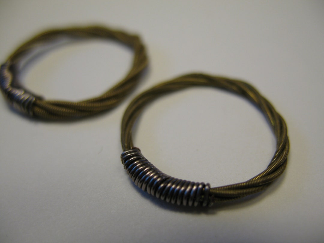 Guitar String Ring, Recycled Guitar String Ring, Yellow Gold and Silver ...