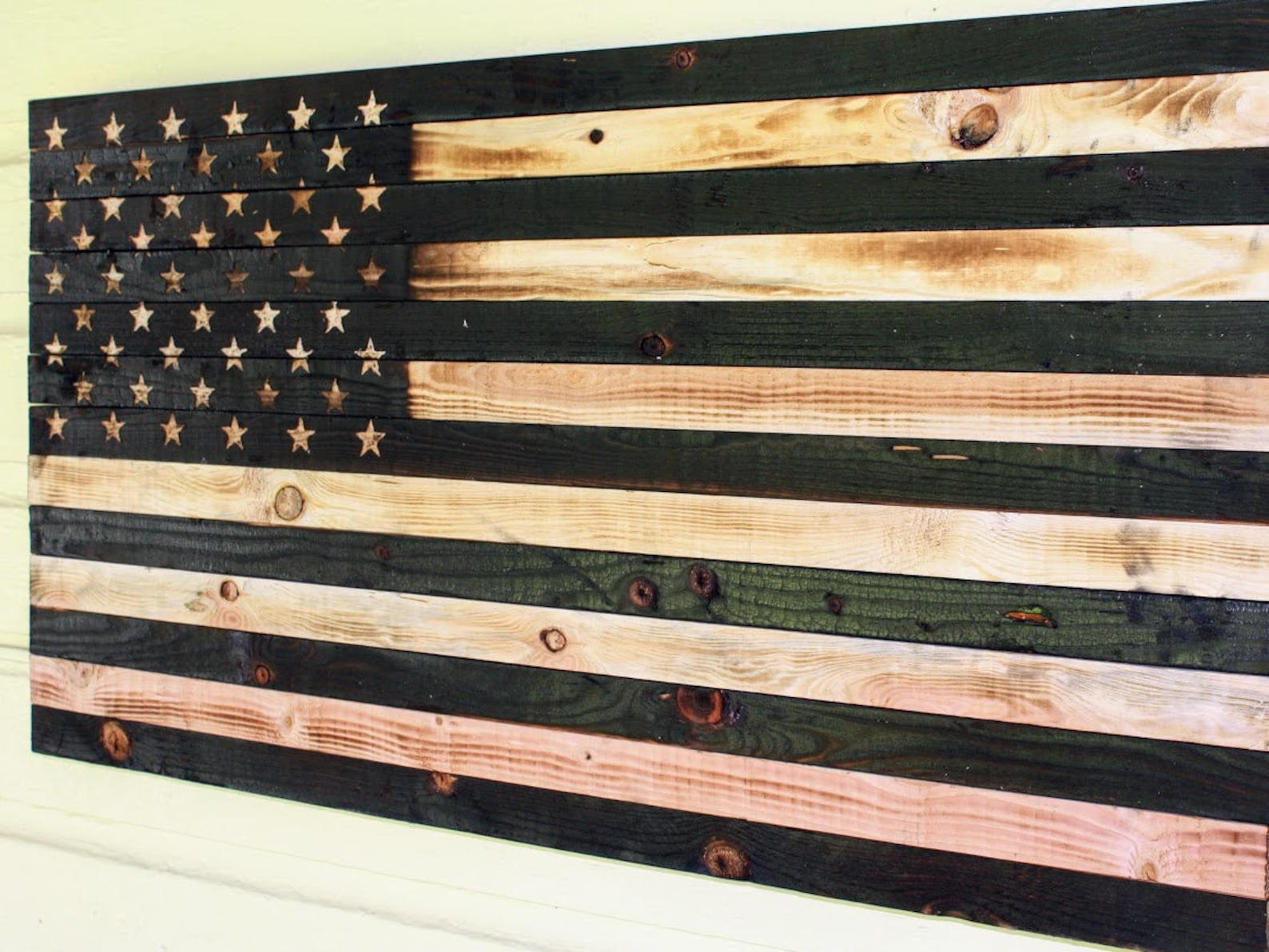 19.5" X 37" Rustic American Flag - Burned - Etsy