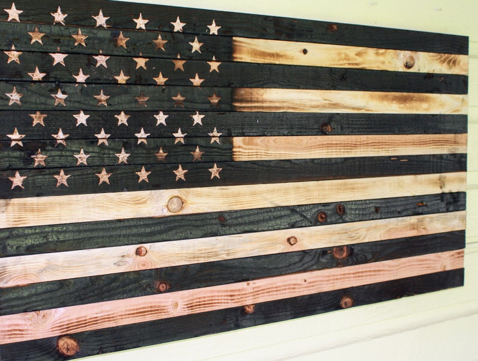 19.5" X 37" Rustic American Flag - Burned - Etsy