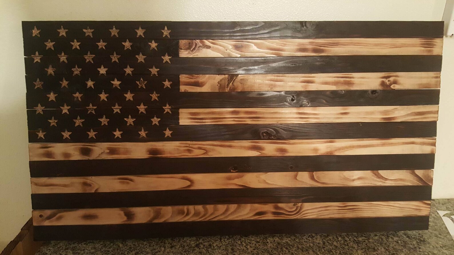 19.5" X 37" Rustic American Flag - Burned - Etsy