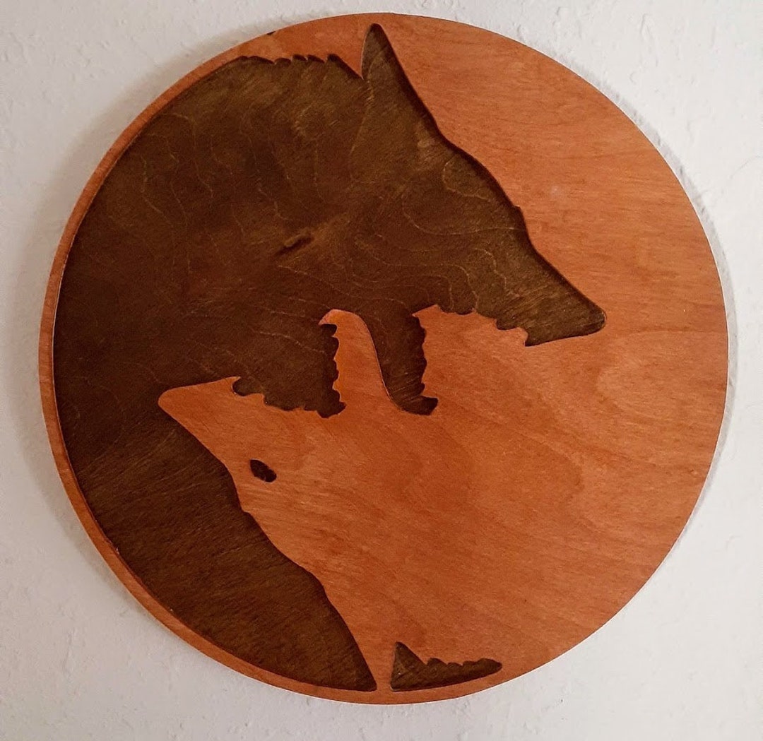 14.5" Wolf Yin Yang Wall Art - Etsy