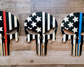 Thin Red Line Skull - Etsy