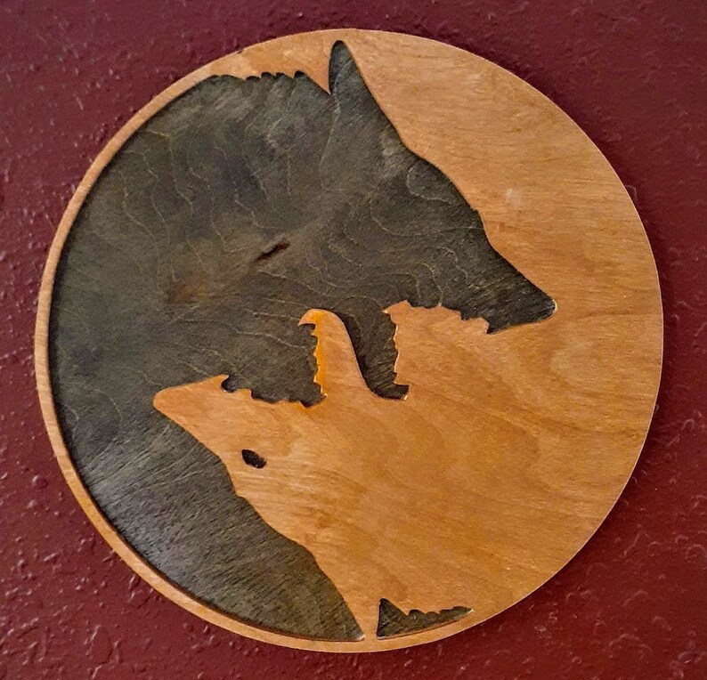 14.5 Wolf Yin Yang Wall Art - Etsy