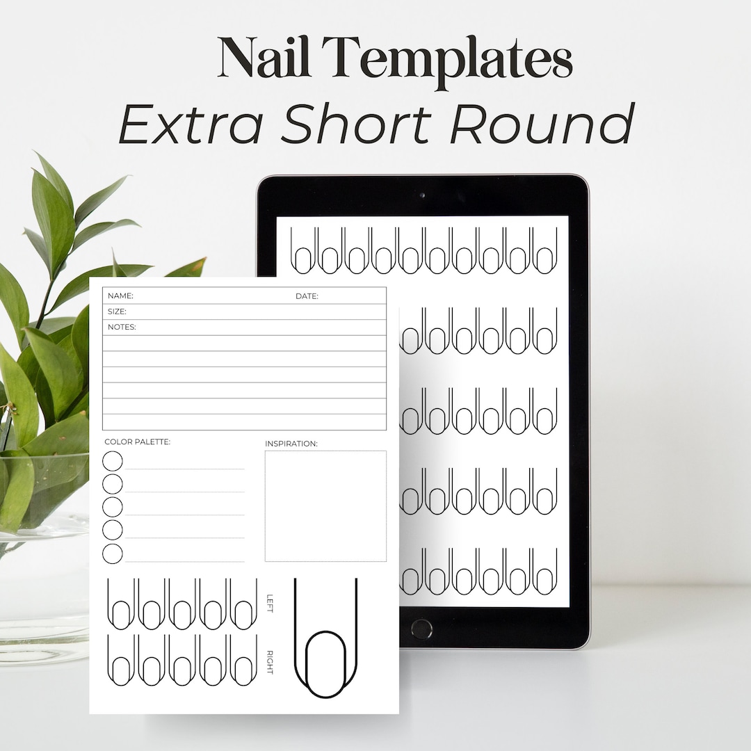 EXTRA SHORT ROUND Nail Design Practice Sheet Template - Nail Art Order ...