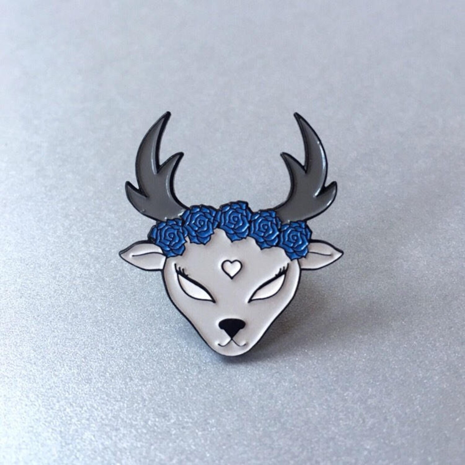 Deer With Flower Crown Pin by Midnight & Vine / Basic Buck Enamel Pin ...