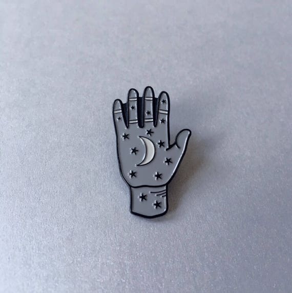 Hand With Moon and Stars Pin by Midnight & Vine | Etsy