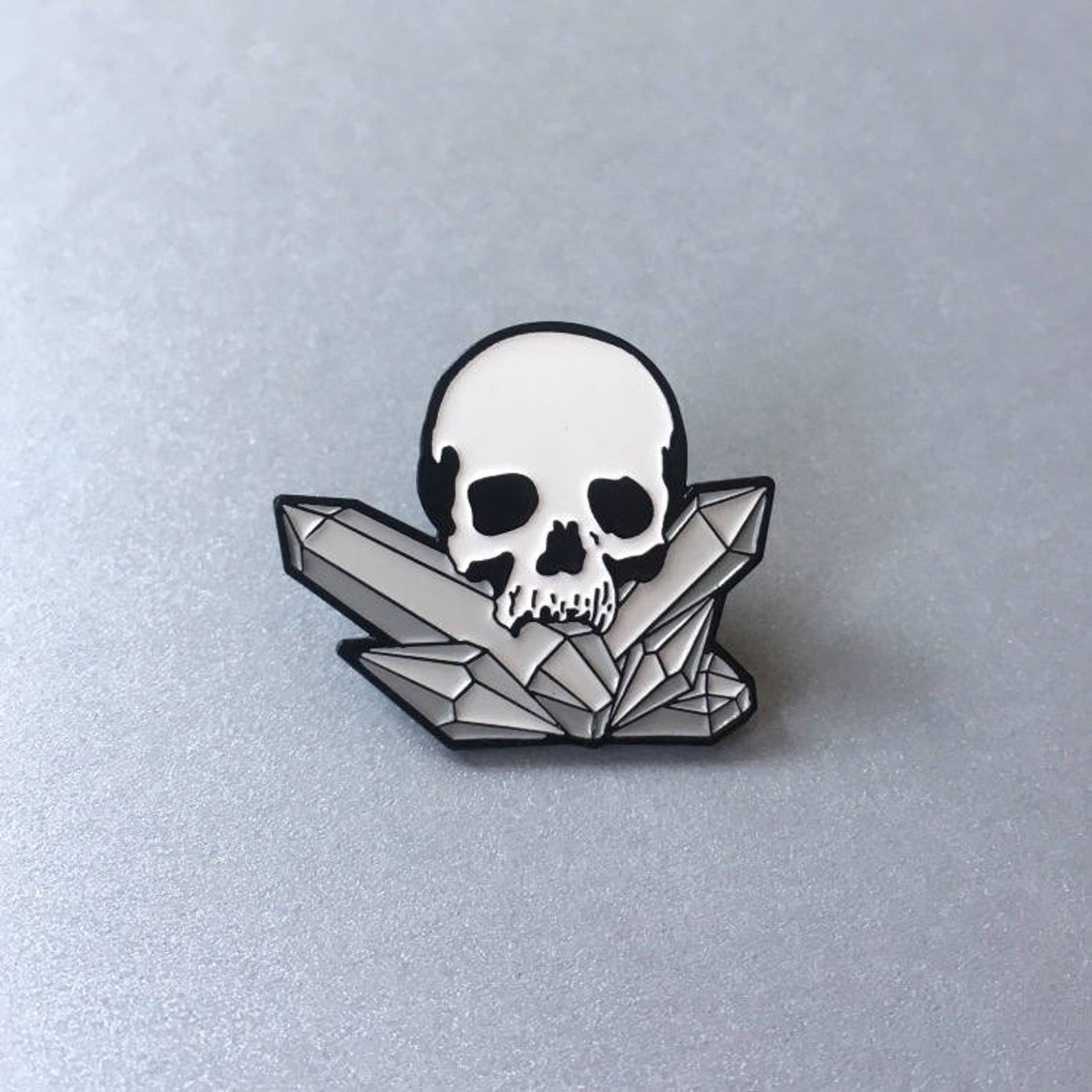 Skull and Crystals Enamel Pin by Midnight & Vine - Etsy Canada