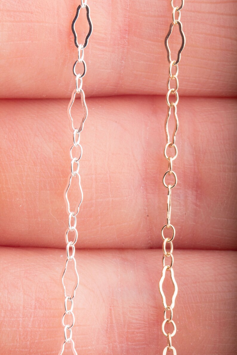5mm X 2mm Tiny Wavy Design With 3 Links Unfinished Chain by Foot in ...