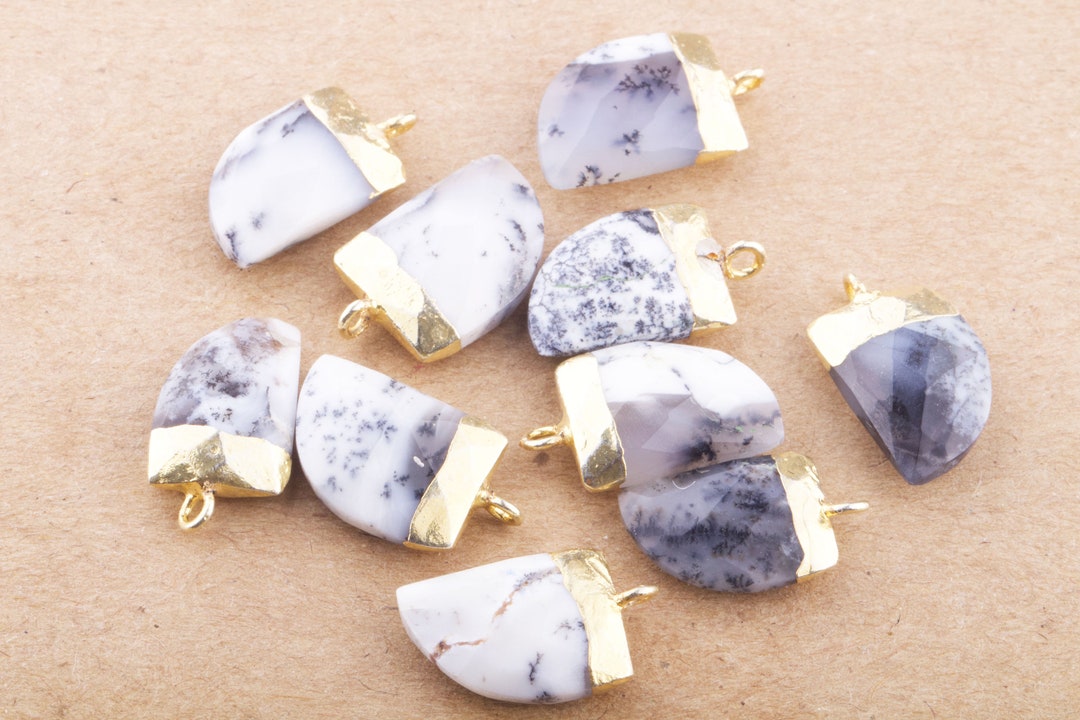 Dendritic Opal Gemstone Horn Tooth Drop Pendant, 19mm X 10mm, for ...