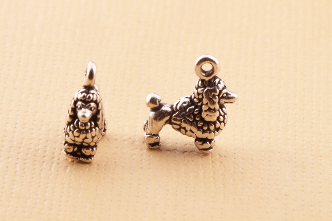 Set of 2 Tiny Poodle Sterling Silver Charms: Dog Lover Jewelry - Etsy