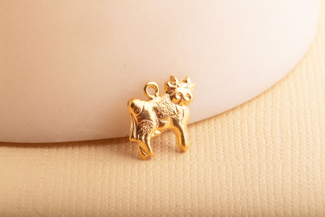 Cow Stamped Charm in Gold Filled, Farm Animal Charm, Farm Charms ...