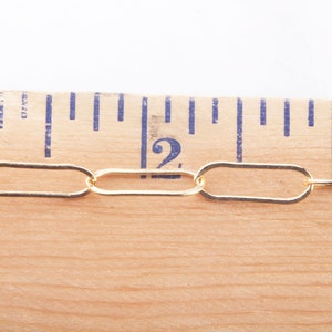 Flat Paperclip Rectangle Chain by Foot in Gold Filled, Elongated Flat ...