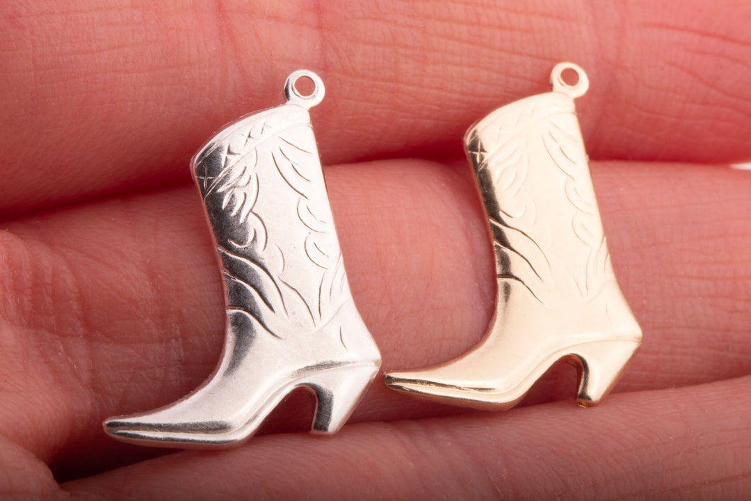 Gold Filled Sterling Silver Cowgirl Boot Charm, Cowboy Boot Charm ...