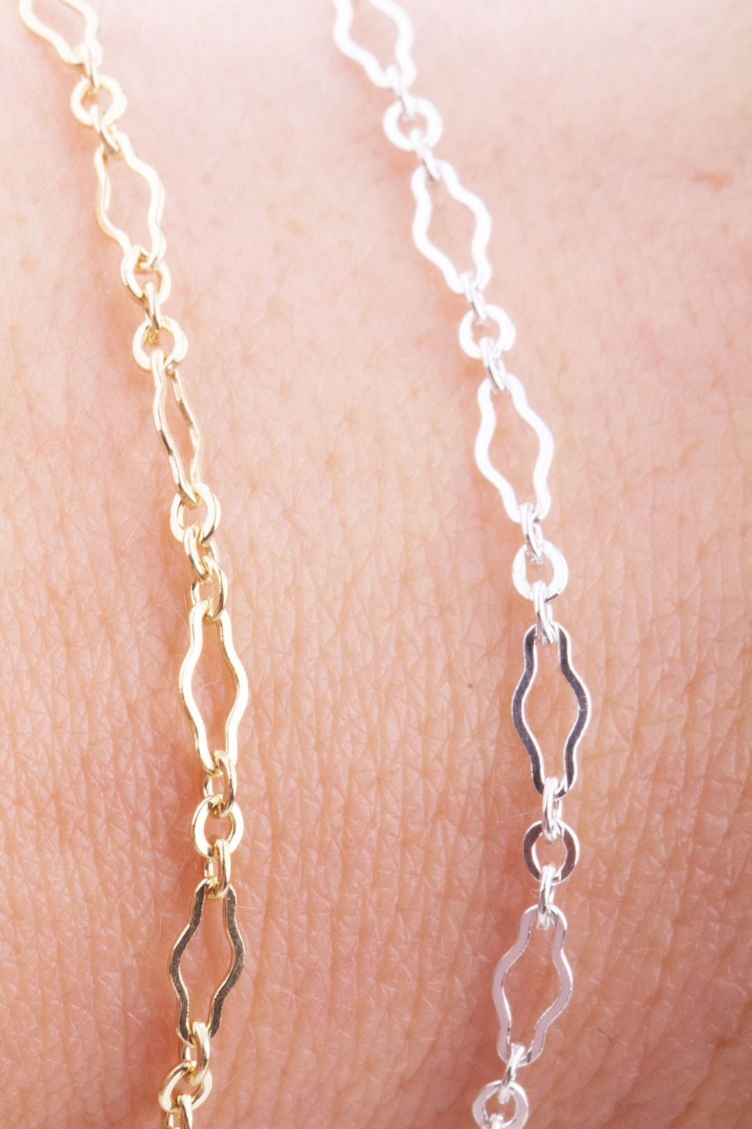 Wavy Design With 3 Links Chain by Foot in Sterling Silver and Gold ...
