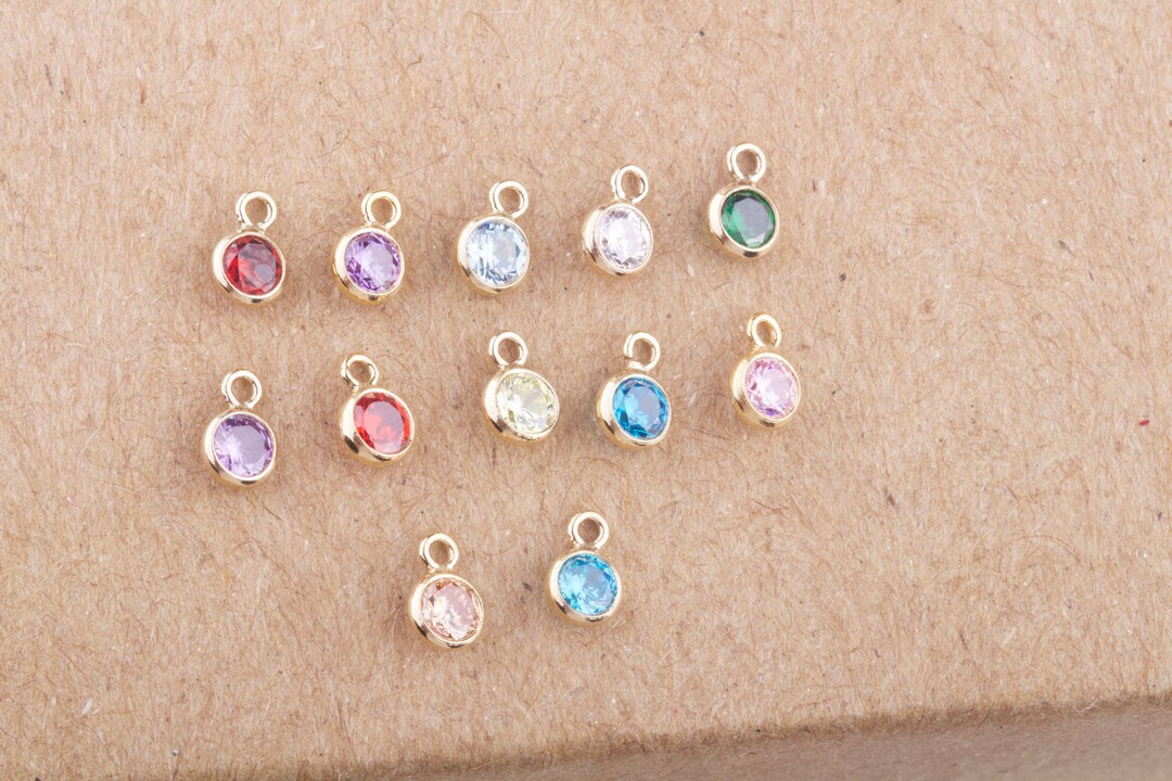 3mm - 14K Gold Filled Birthstone Charms, Top Quality Cubic Zirconia ...