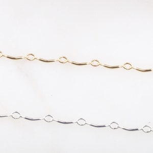 Tiny Curved Bar and Link Chain by Foot in Sterling Silver, Gold Filled ...