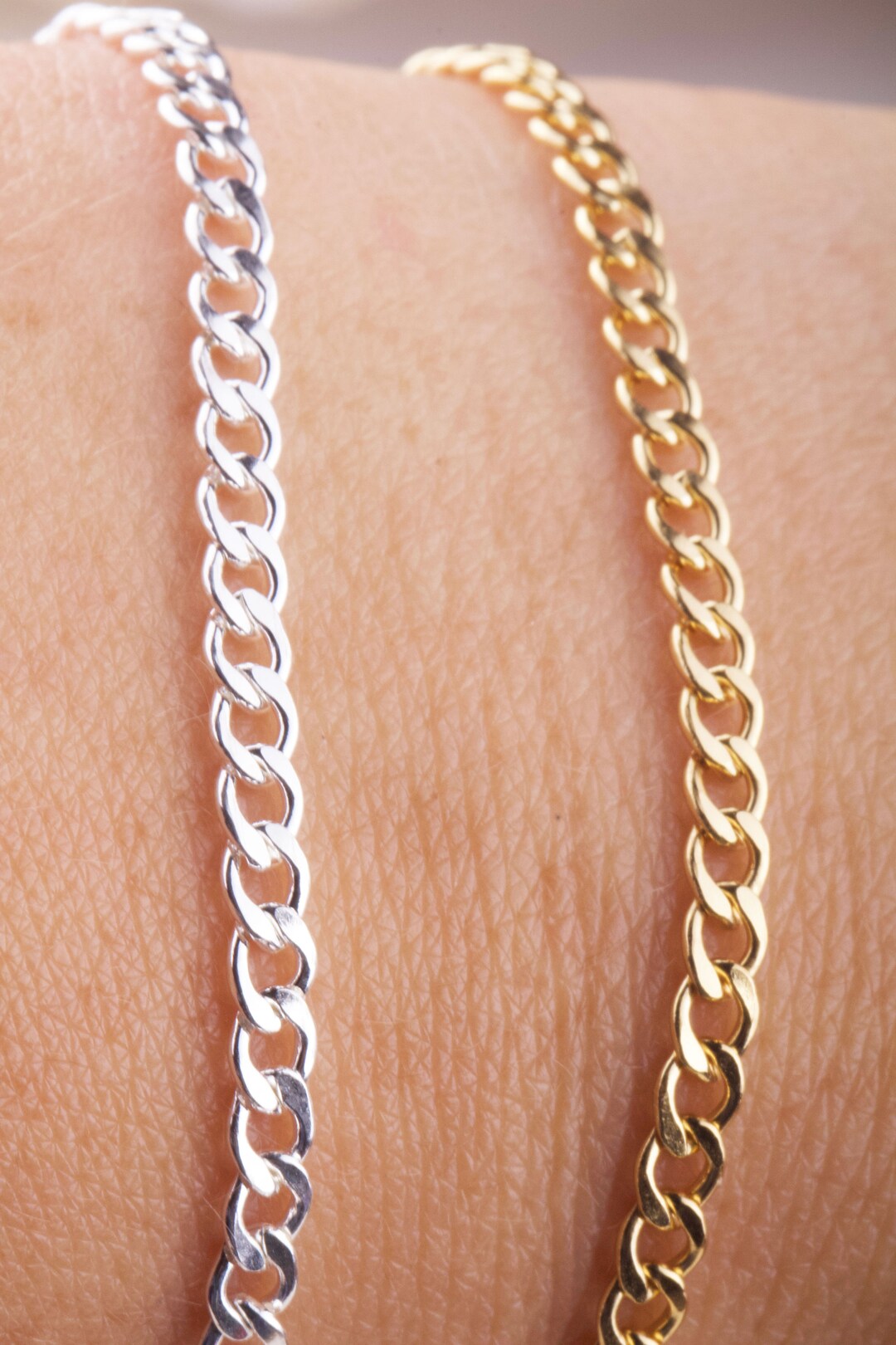 4mm X 1mm Curb Chain by Foot in Silver, Gold Filled, Great for ...